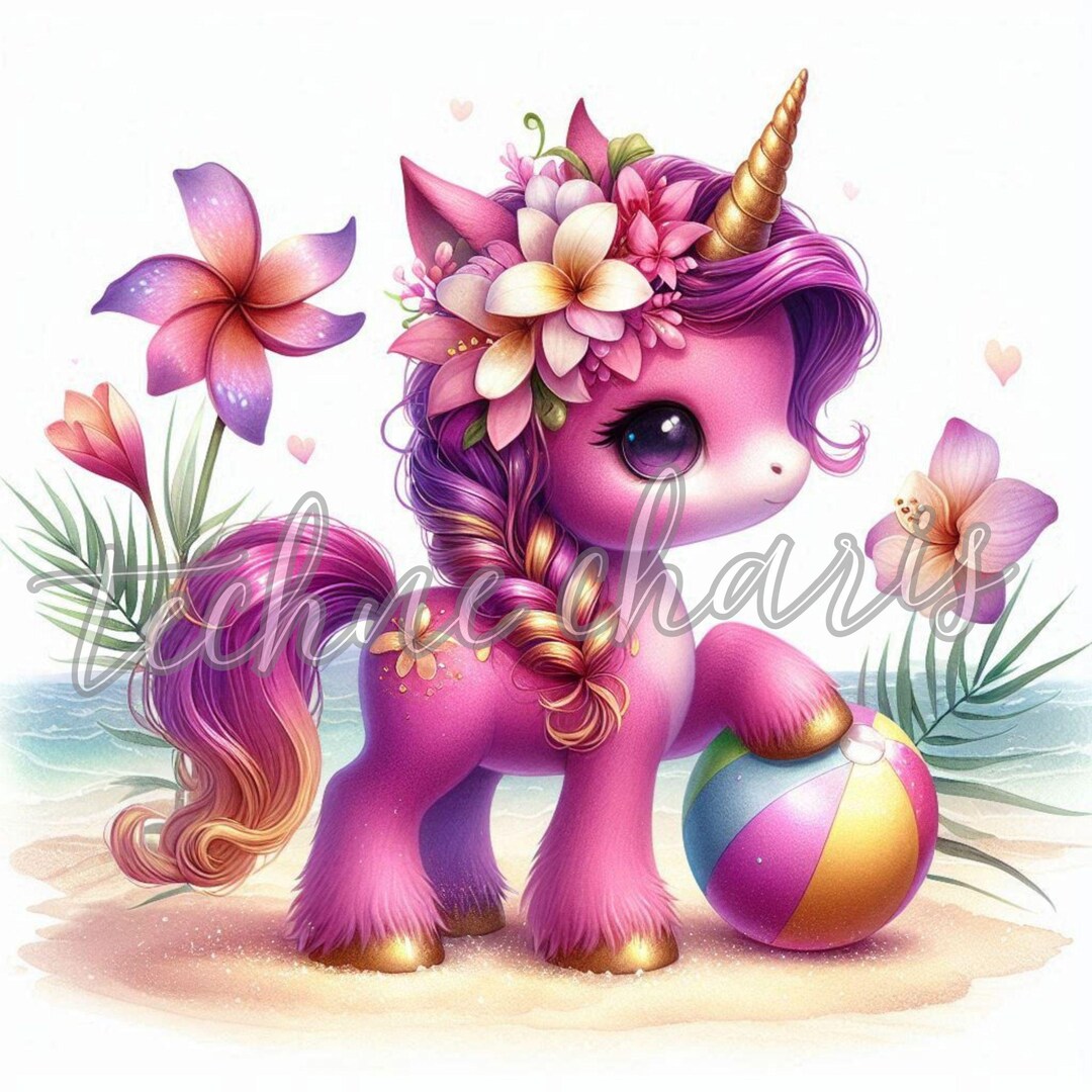 Tropical Beach Unicorn Clipart | 10 High Quality 300 DPI Jpegs | Summer ...