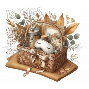 Autumn Basket Clipart: Watercolor Pumpkin Harvest Pngs (commercial Use ...