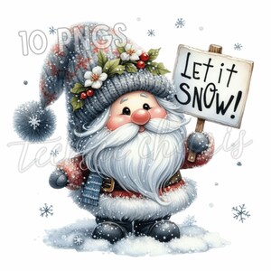 Watercolor Christmas Gnome Clipart Collection, 10 Festive PNG Bundle ...