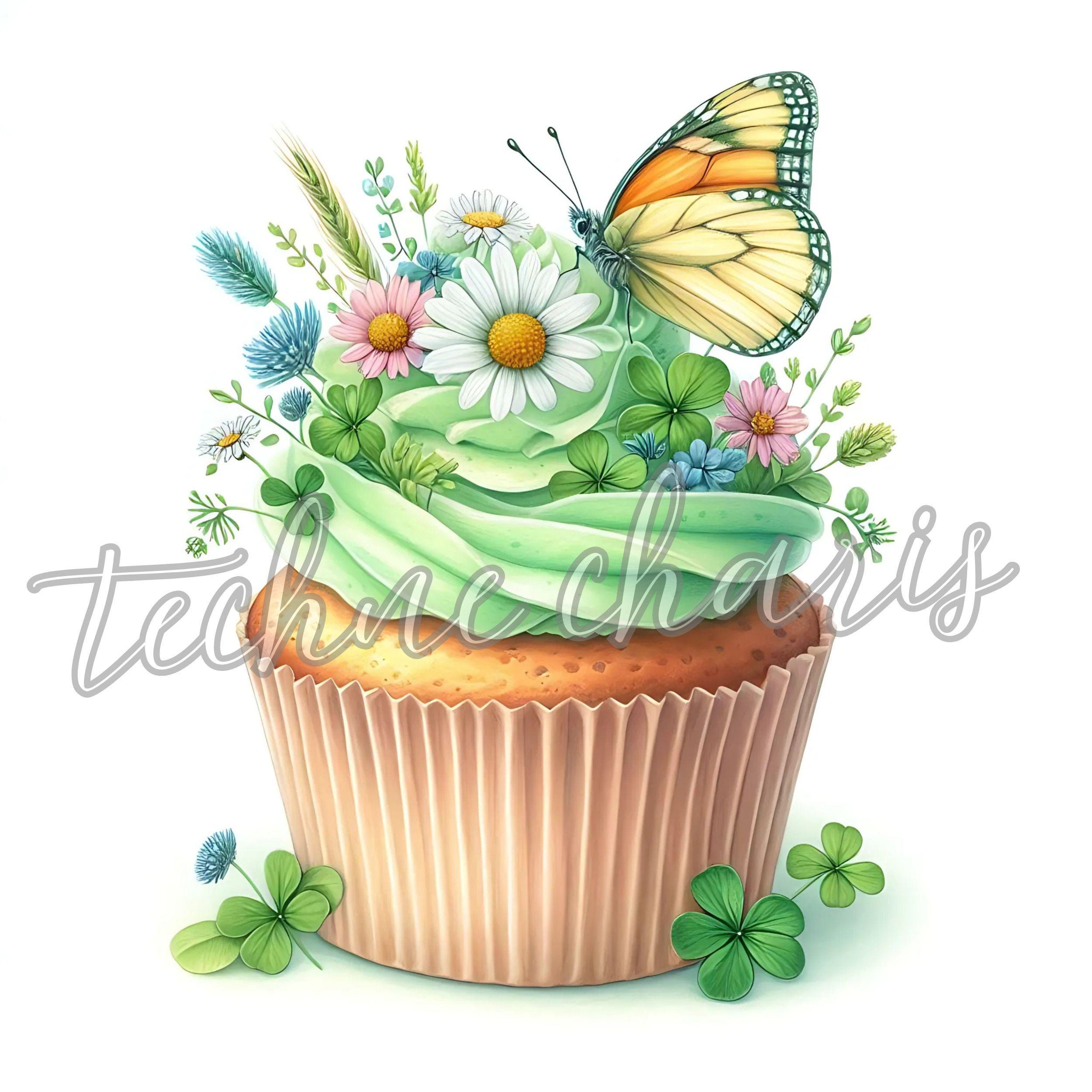 Spring Flowers Cupcake Clipart | 10 High-quality 300 DPI Jpgs | Floral ...