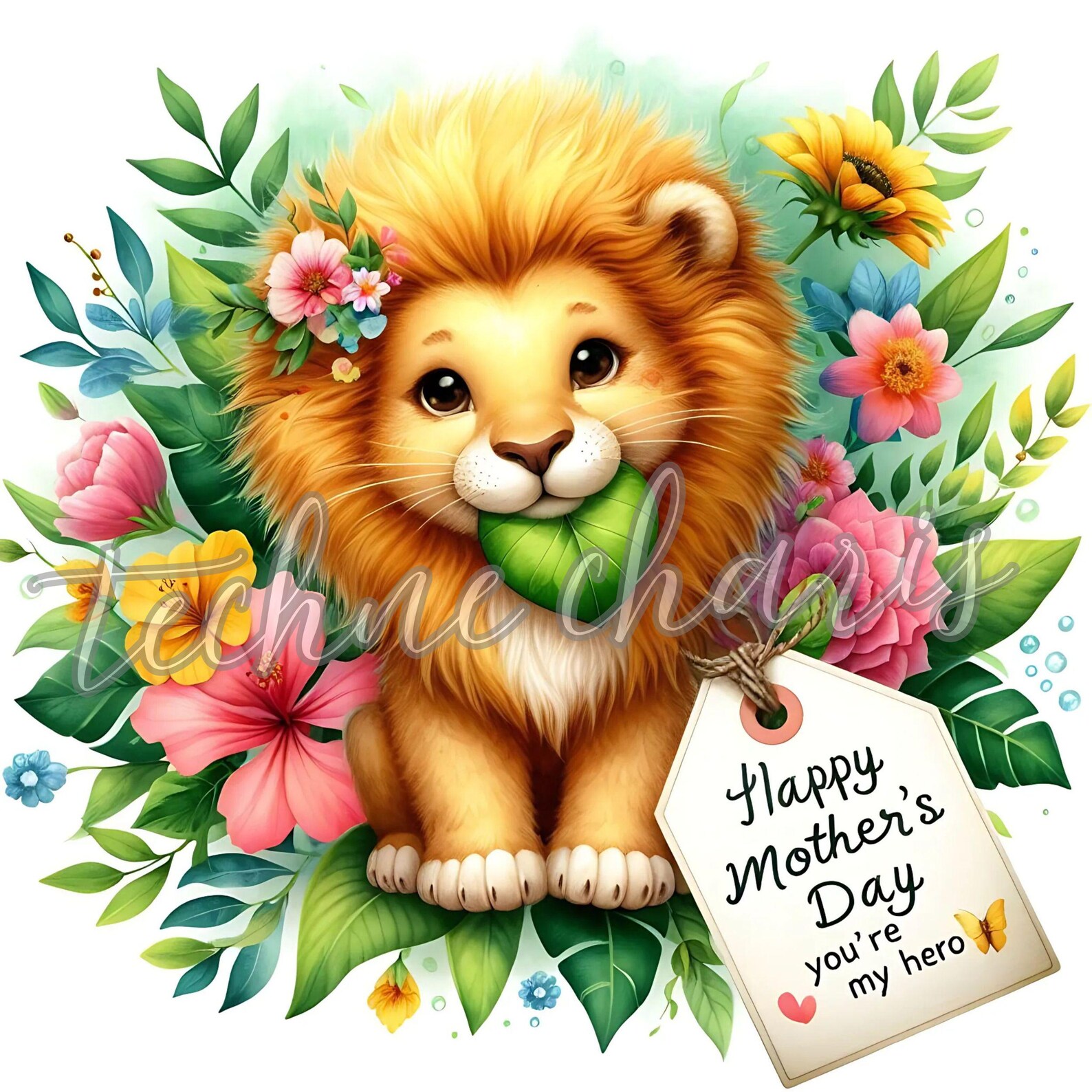 Mother’s Day Animal Clipart Bundle, 10 Cute Mom Animals JPG, Watercolor ...