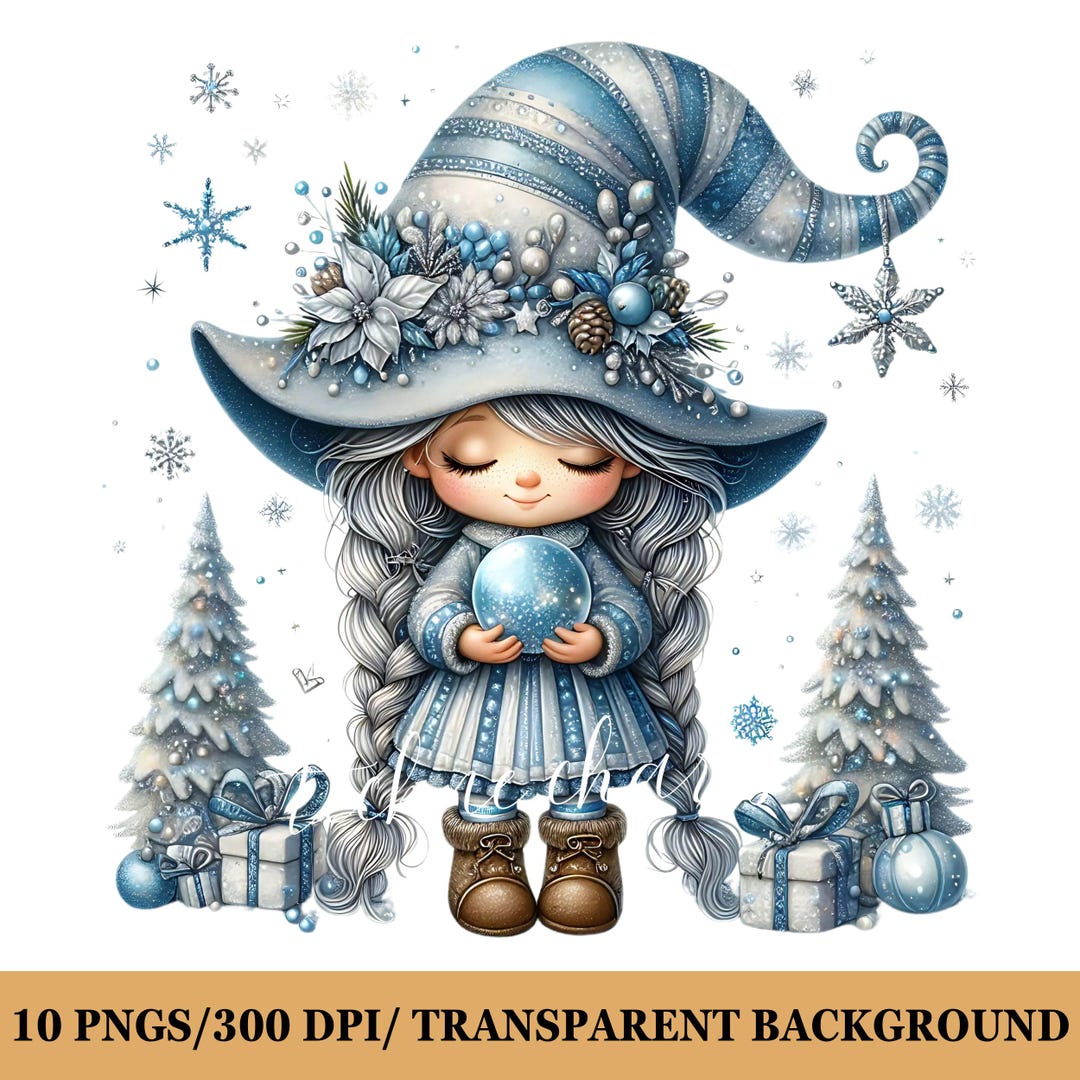 Winter Wonderland Gnome Clipart Set of 10, Christmas Gnome PNG ...