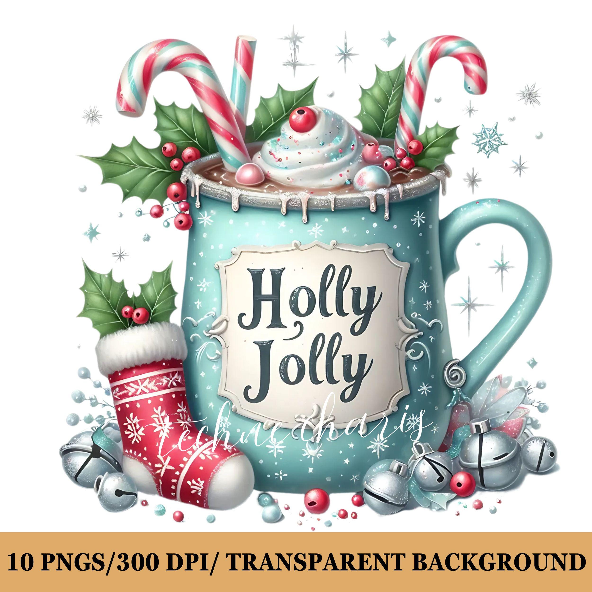 10 Christmas Mug Clipart, Coffee PNG, Cozy Holiday Art, Digital ...
