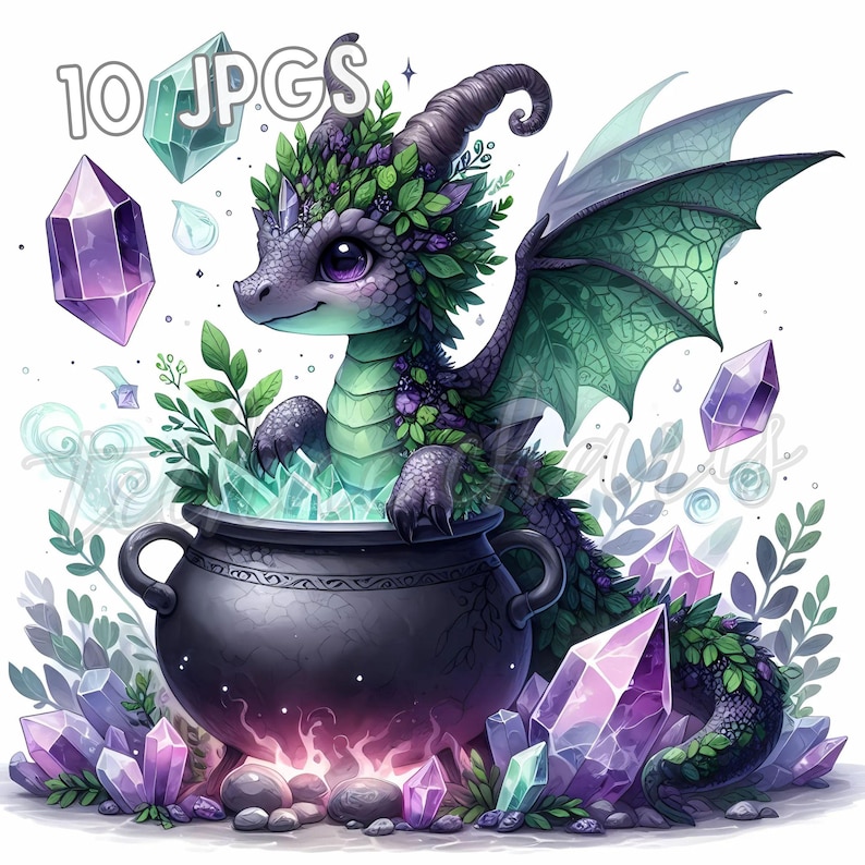 Witch Hazel Halloween Dragon Clipart | 10 Whimsical Jpgs | Cute Witchy ...