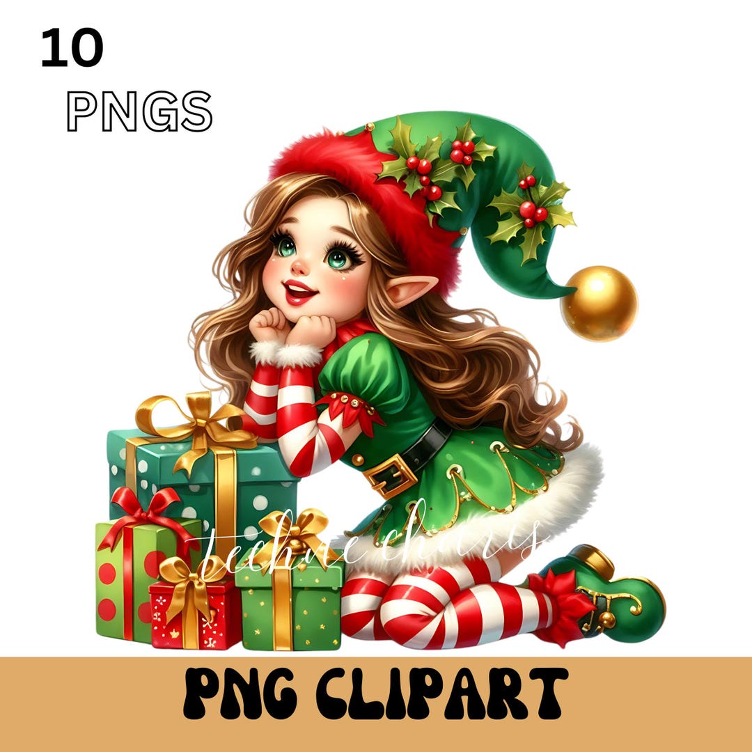 10 Watercolor Christmas Elf PNG | Clipart High Resolution Pngs ...