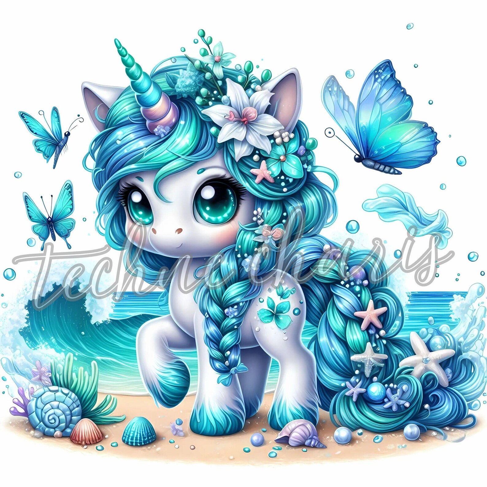 Ocean Breeze Unicorn Clipart | 10 High Quality 300 DPI Jpegs | Summer ...