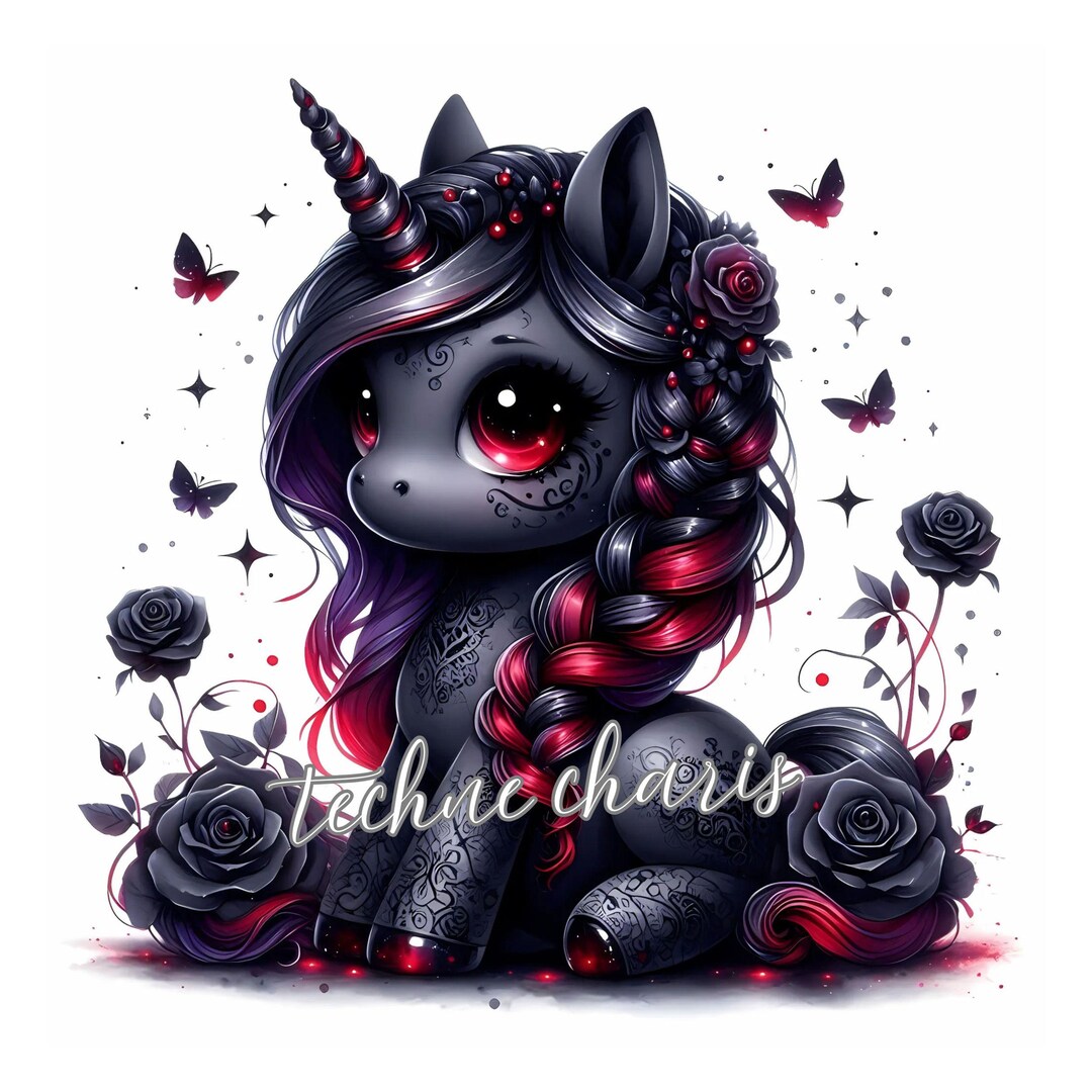 Cute Black Unicorn Clipart | 10 High Quality 300 DPI Jpegs, Commercial ...