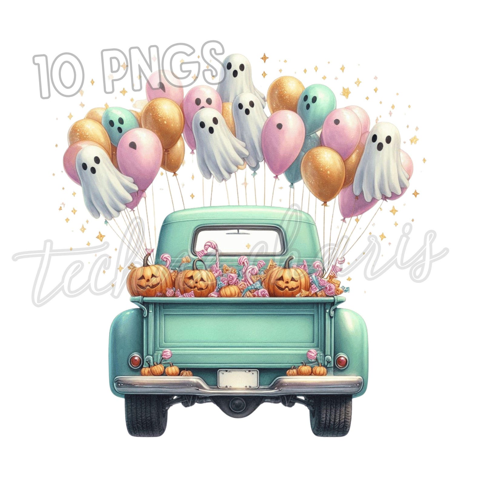 Halloween Truck Clipart | Ghosts, Pumpkins PNG (digital Download) - Etsy