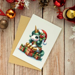 Watercolor Christmas Unicorn Clipart Bundle, 10 Festive PNG (digital ...
