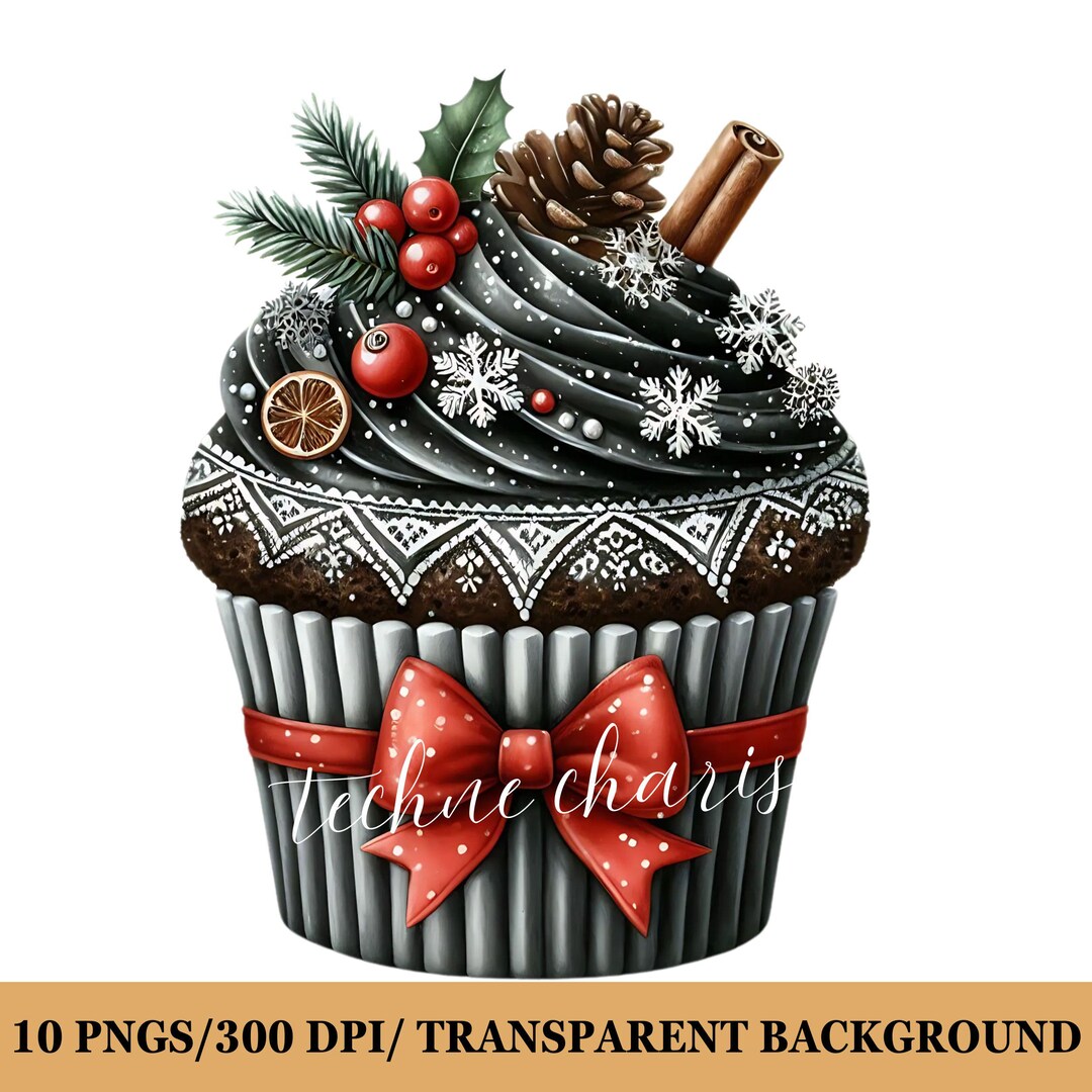 Festive Christmas Cupcakes Clipart | Sweet Treats PNG | Holiday ...