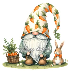 Watercolor Bunny Carrot Gnome Cliparts | 10 High Quality 300 DPI Pngs ...
