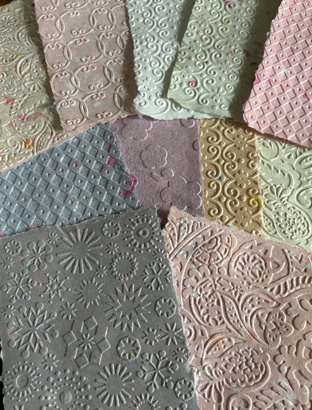 Embossed Handmade Recycled Paper, Random Assortment of 15. Card-making ...