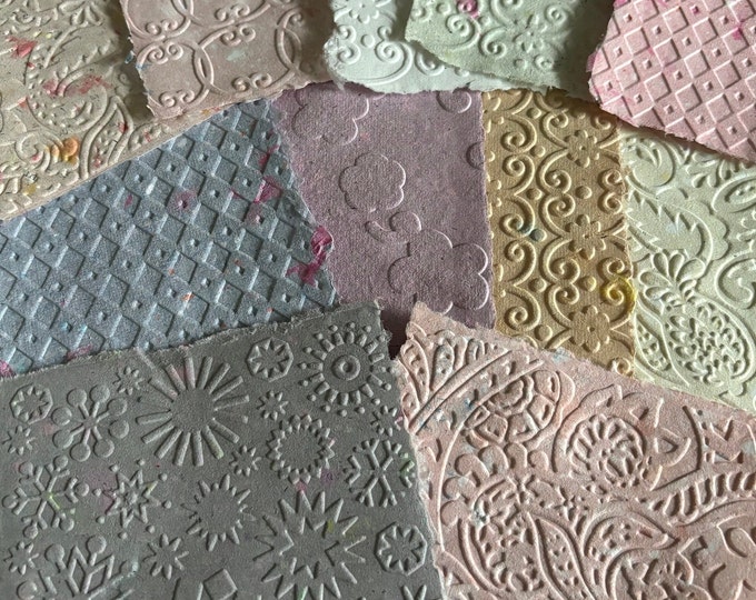 Embossed Handmade Recycled Paper, Random Assortment of 15. Card-making ...