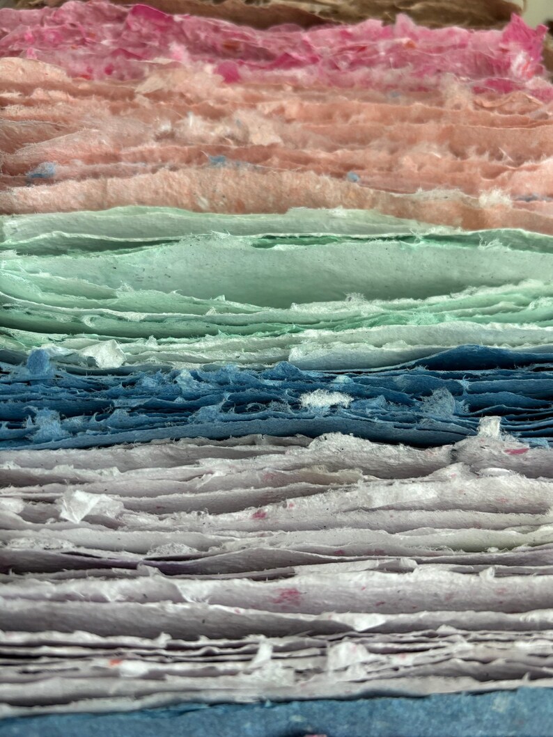Handmade Recycled Paper With Deckle Edge, Random Assortment of 15 Pages ...