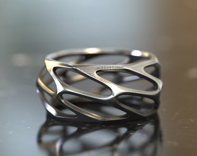 Engagement Ring, Parametric Design 925 Silver Couple Ring, Silver Men ...
