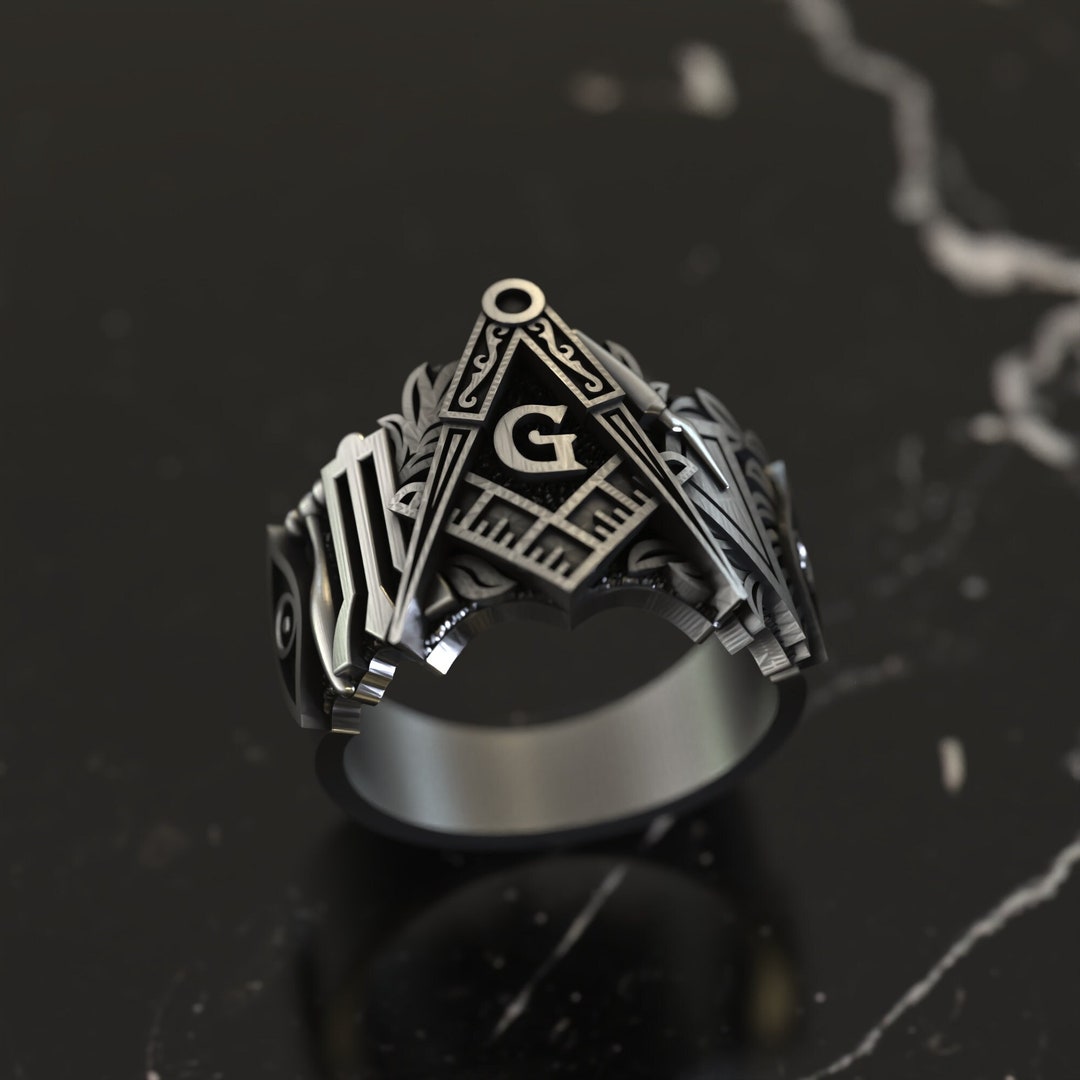 Freemason Ring, Masonry Signet Ring, Masonic Rings, 925 Sterling Silver ...