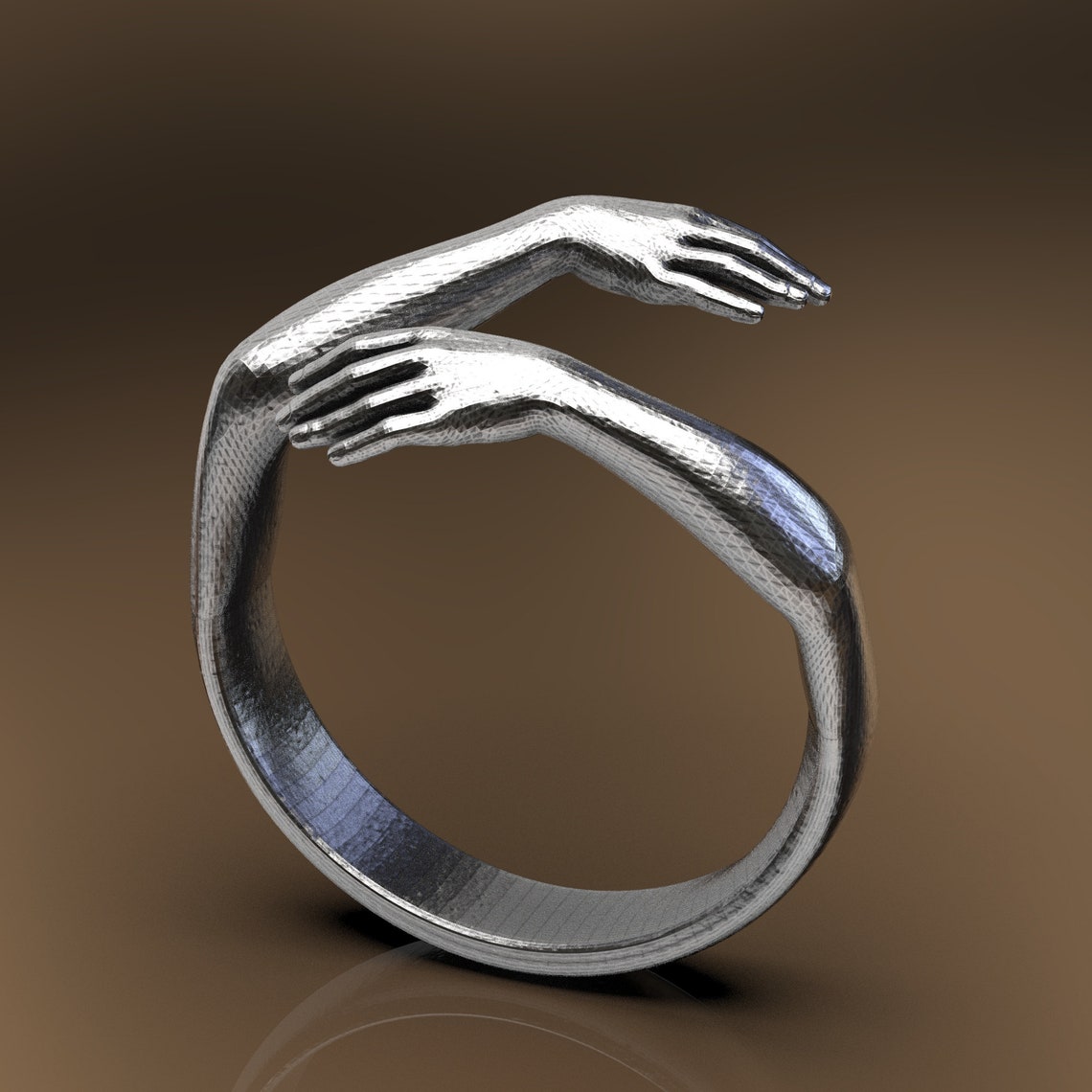Hand Hug Ring, Minimalist Ring, Personalized Adjustable Small Hand Hug ...