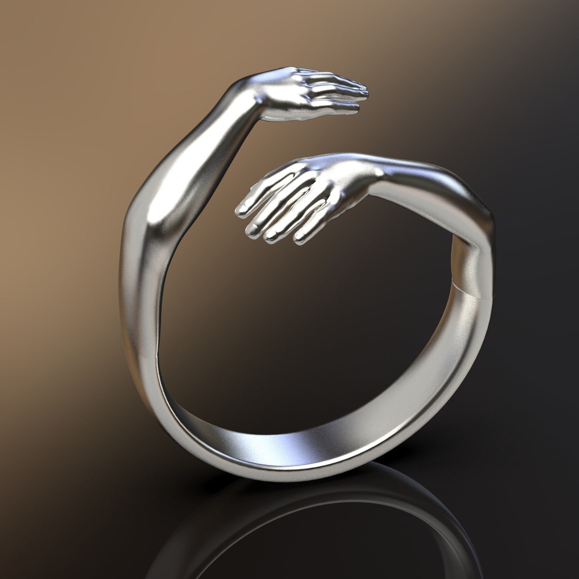 Hand Hug Ring, Minimalist Ring, Personalized Adjustable Small Hand Hug ...