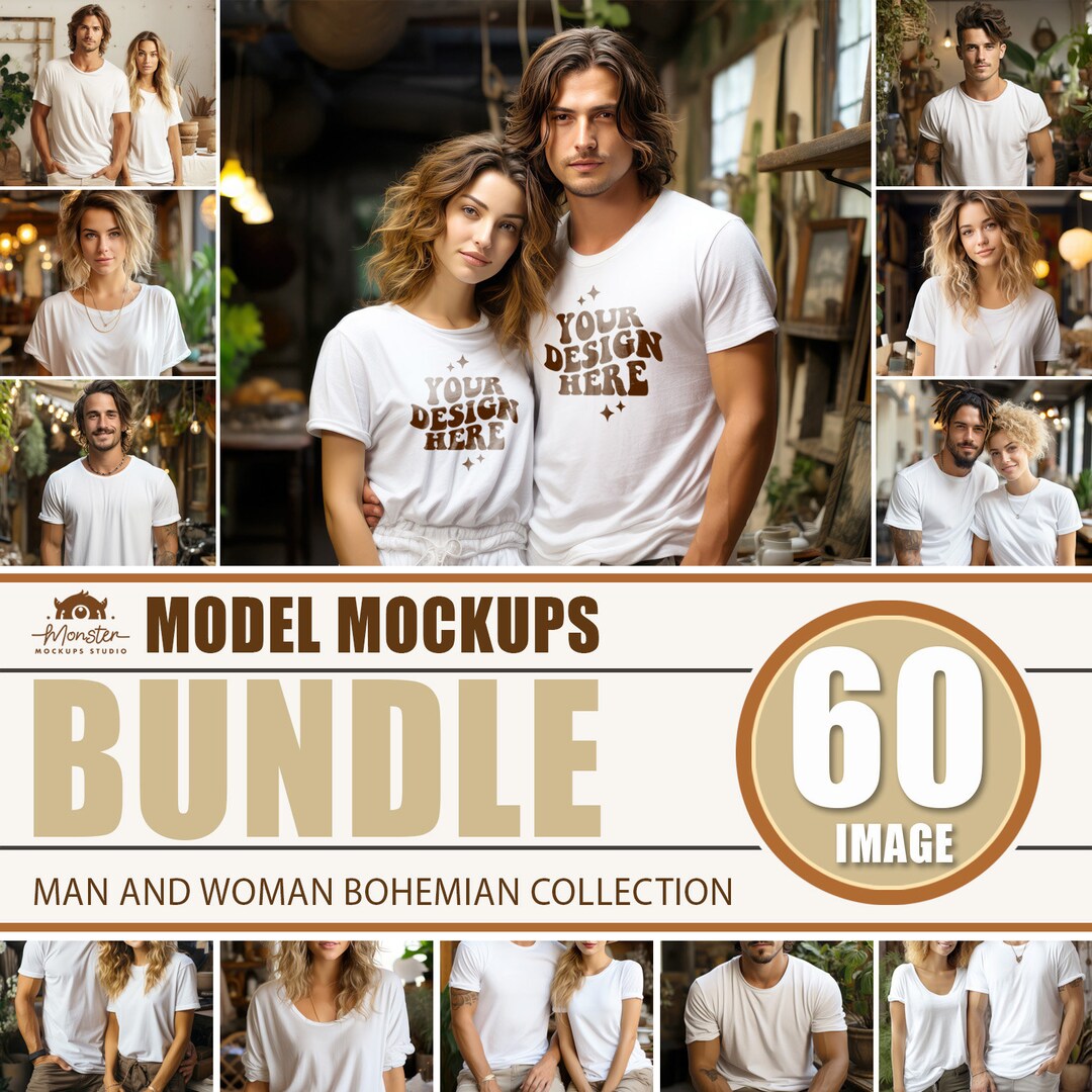 Model Bohemian Bundel Mockup, Man and Woman Boho Bohemian Decor in ...