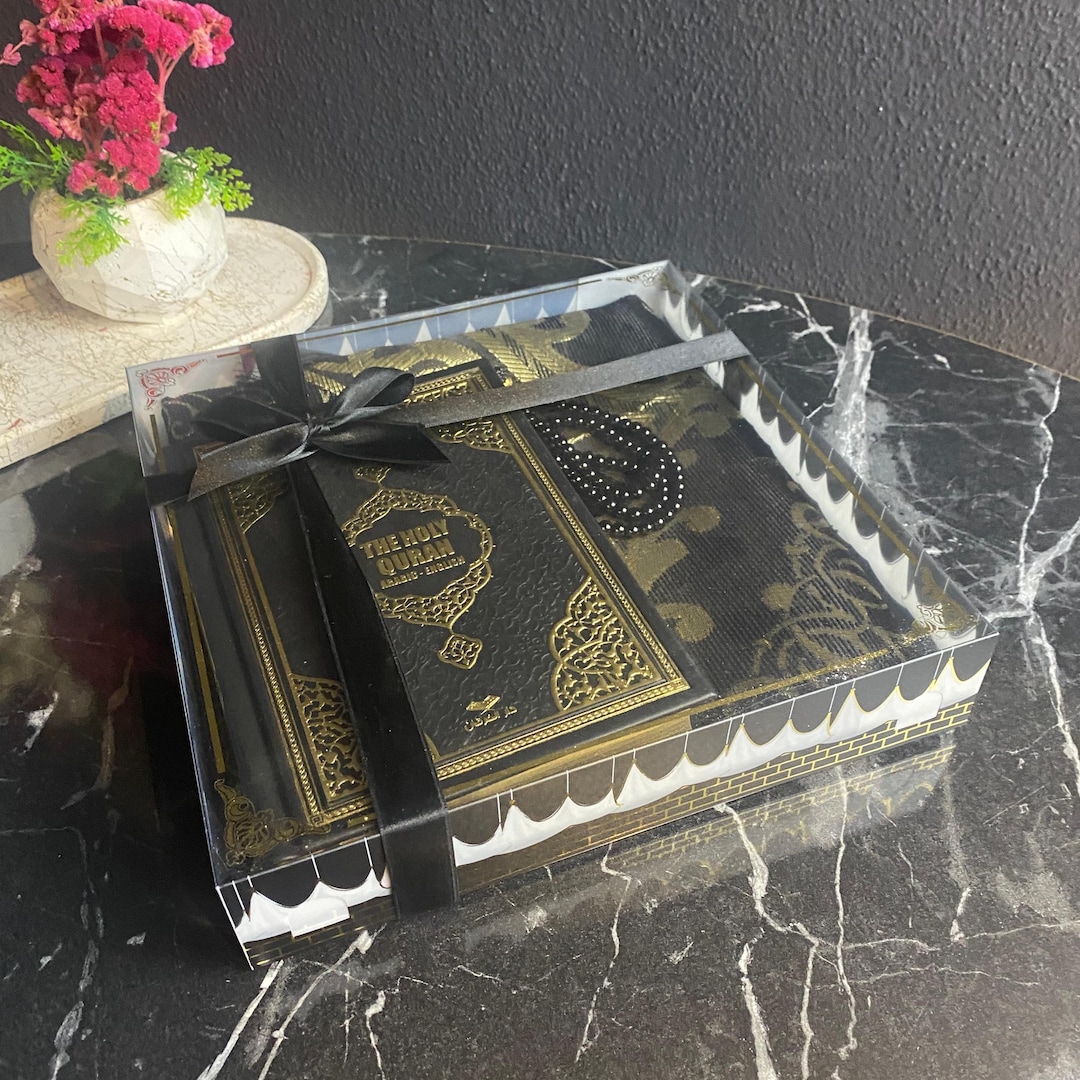 English & Arabic Quran Gift Set, Prayer Rugs Gift Set, English ...