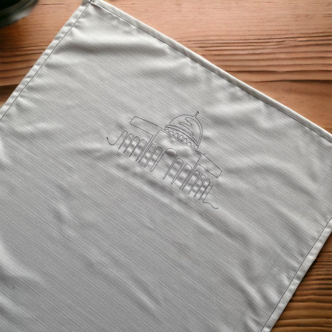 Al-aqsa Mosque Patterned Linen Prayer Rug, Luxury Fringeless Prayer Rug ...