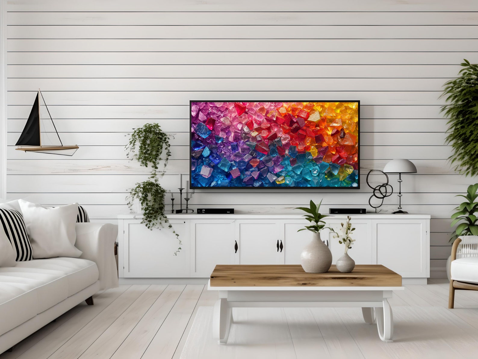 Samsung Frame TV Abstract Rock Formation Rainbow Crushed Glass Abstract ...