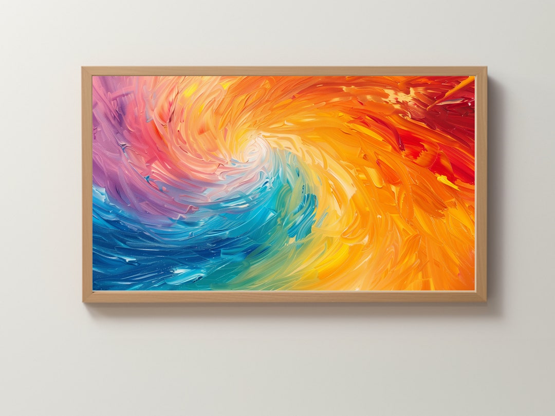 Vibrant Abstract Swirl Digital Art - Samsung Frame TV, Colorful Modern ...