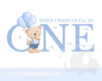 Teddy Bear Blue Balloon 1st Birthday PNG, First Birthday Sublimation ...