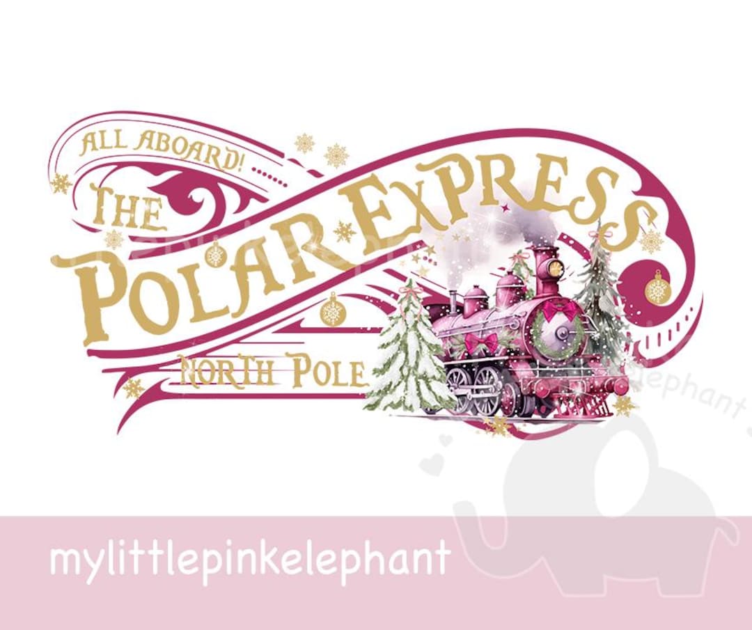 Polar Express Dark Pink Clipart, Traditional Christmas Train, Believe ...