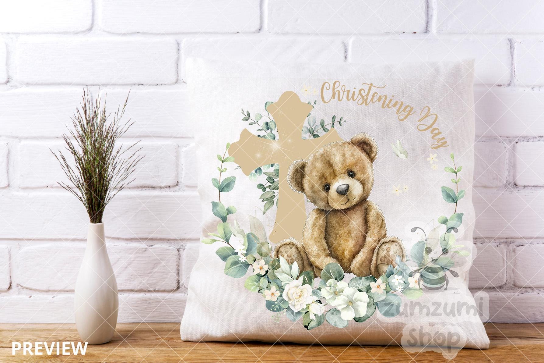 Teddy Bear Christening Baptism Naming Day Clipart PNG Sublimation, Tedd ...