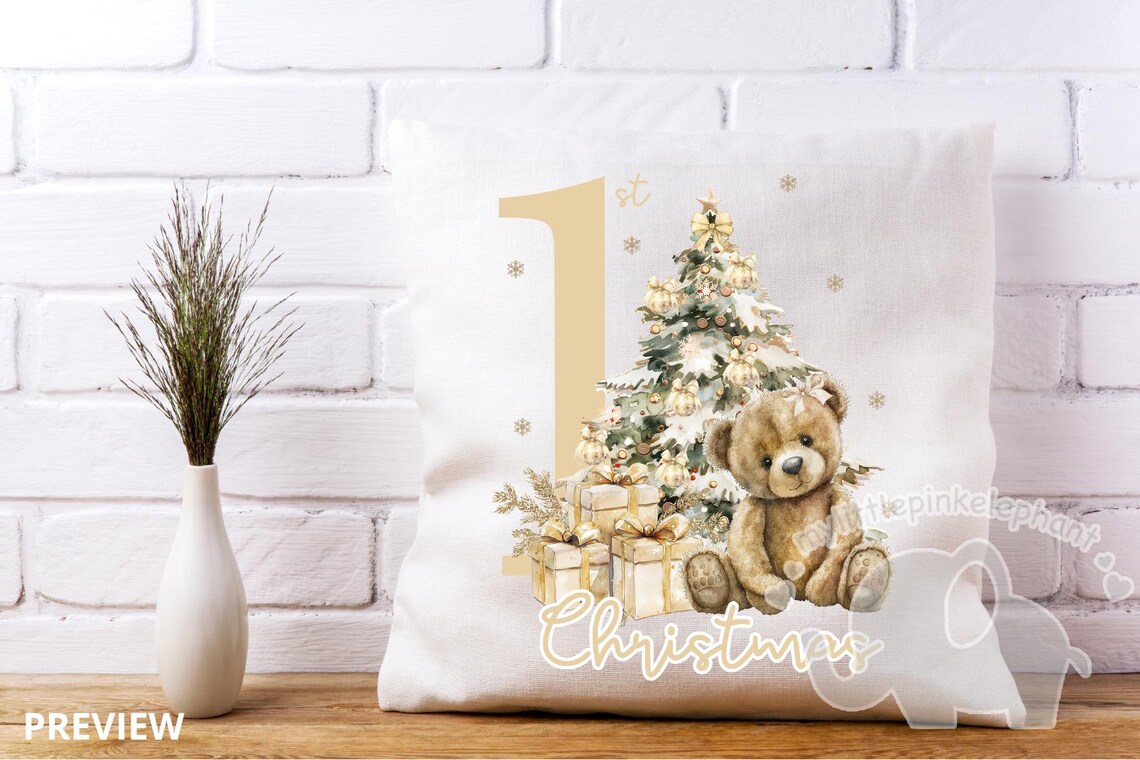 My First Christmas PNG, Christmas Baby PNG, 1st Christmas, Teddy Bear ...