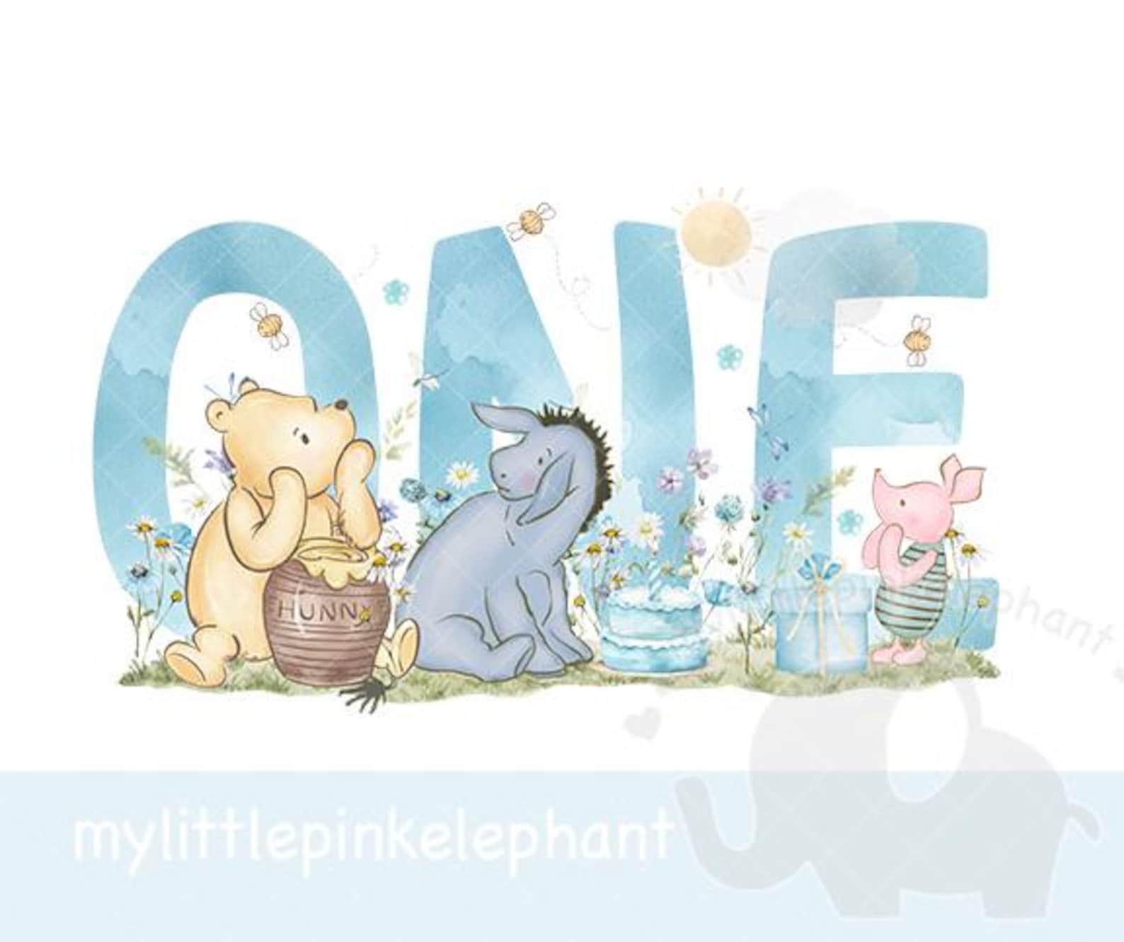 Winnie the Pooh 1st Birthday Boy PNG, Blue Happy Birthday Sublimation ...