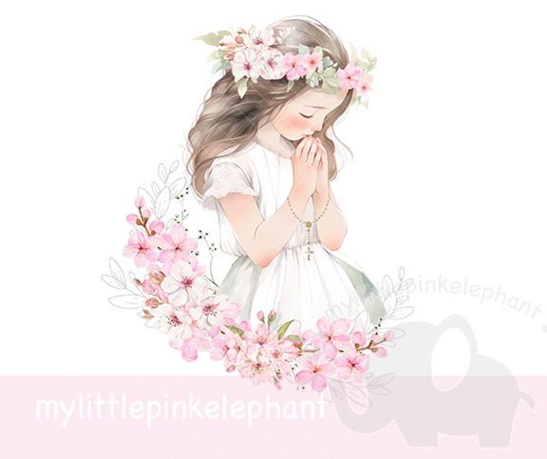 My First Holy Communion PNG, Praying Girl First Communion Clipart, Holy ...