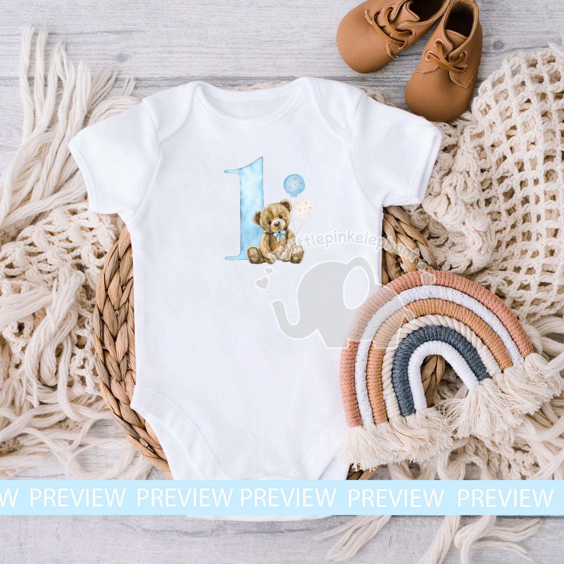 Teddy Bear, Number 1, Balloons, 1st Birthday, Clipart, Sublimation PNG ...