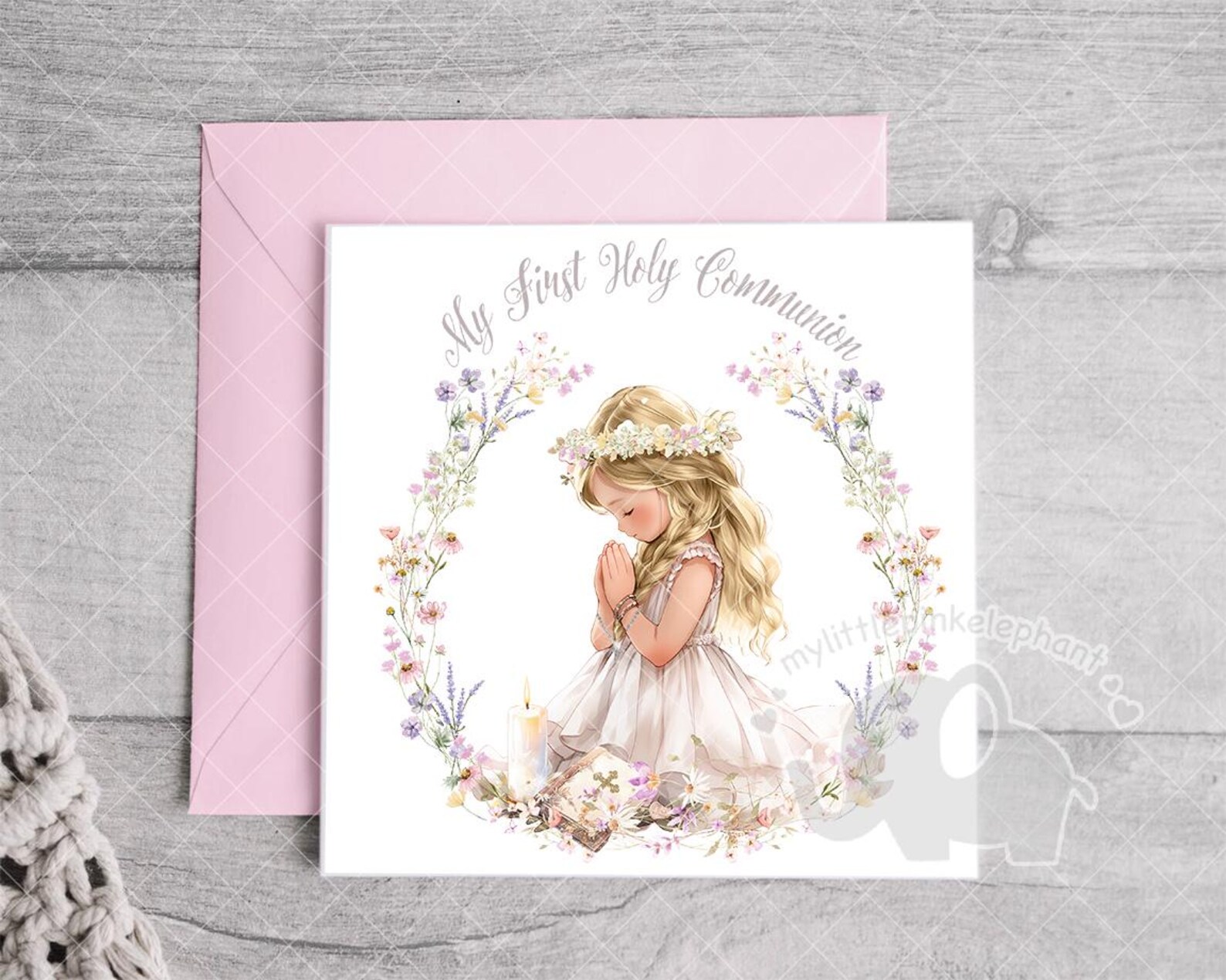 My First Holy Communion PNG, Praying Girl Blonde First Communion ...