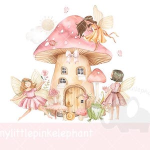 Watercolor Pink Fairy Toadstool Number 1 PNG, One Fairies Sublimation ...