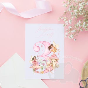 3rd Birthday Girl Fairy Clipart, Pink Number Three, Digital Download ...