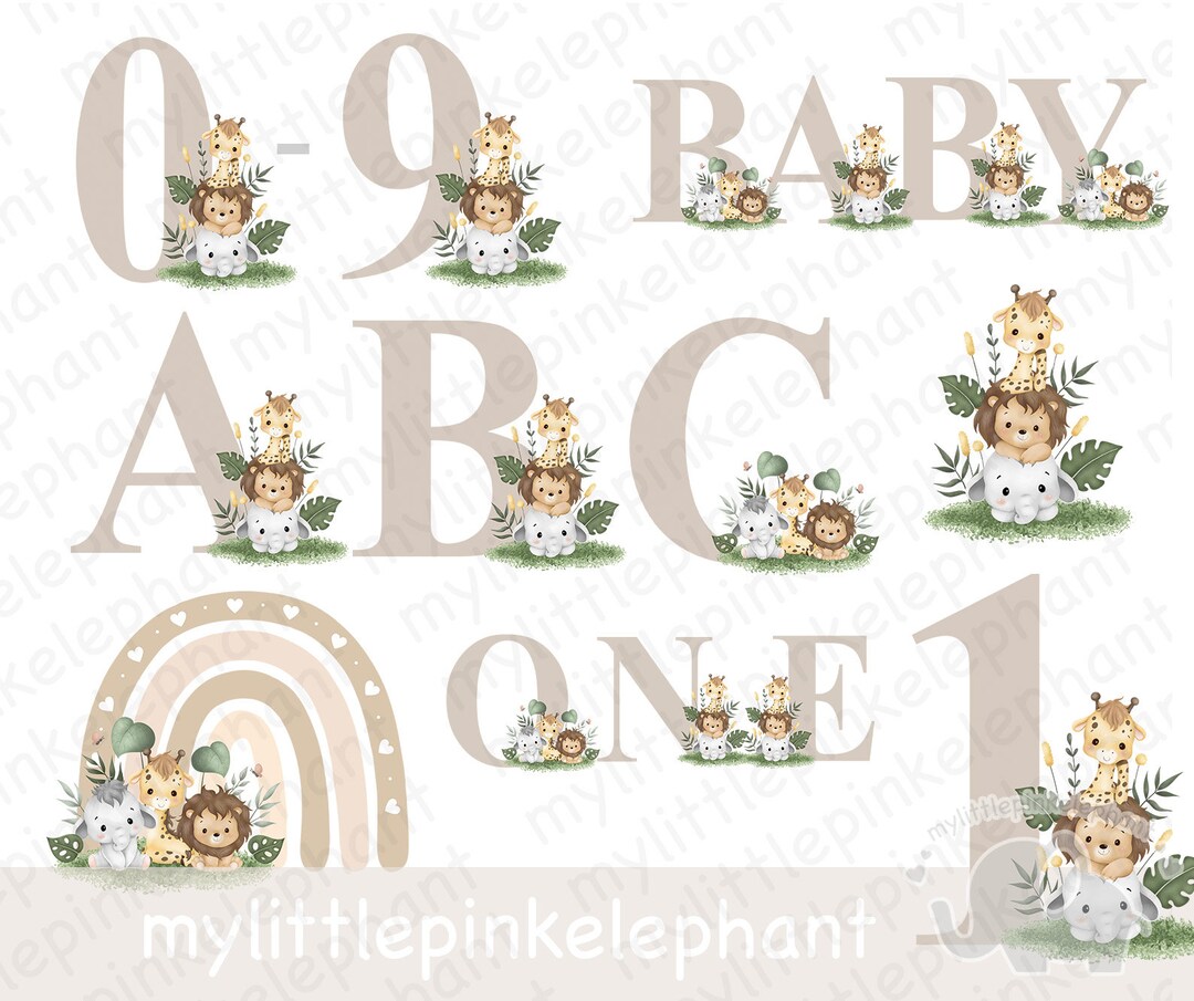 Wild Animals Bundle Ages 1-9 A-Z, Wild Animals PNG, Set Digital Images ...