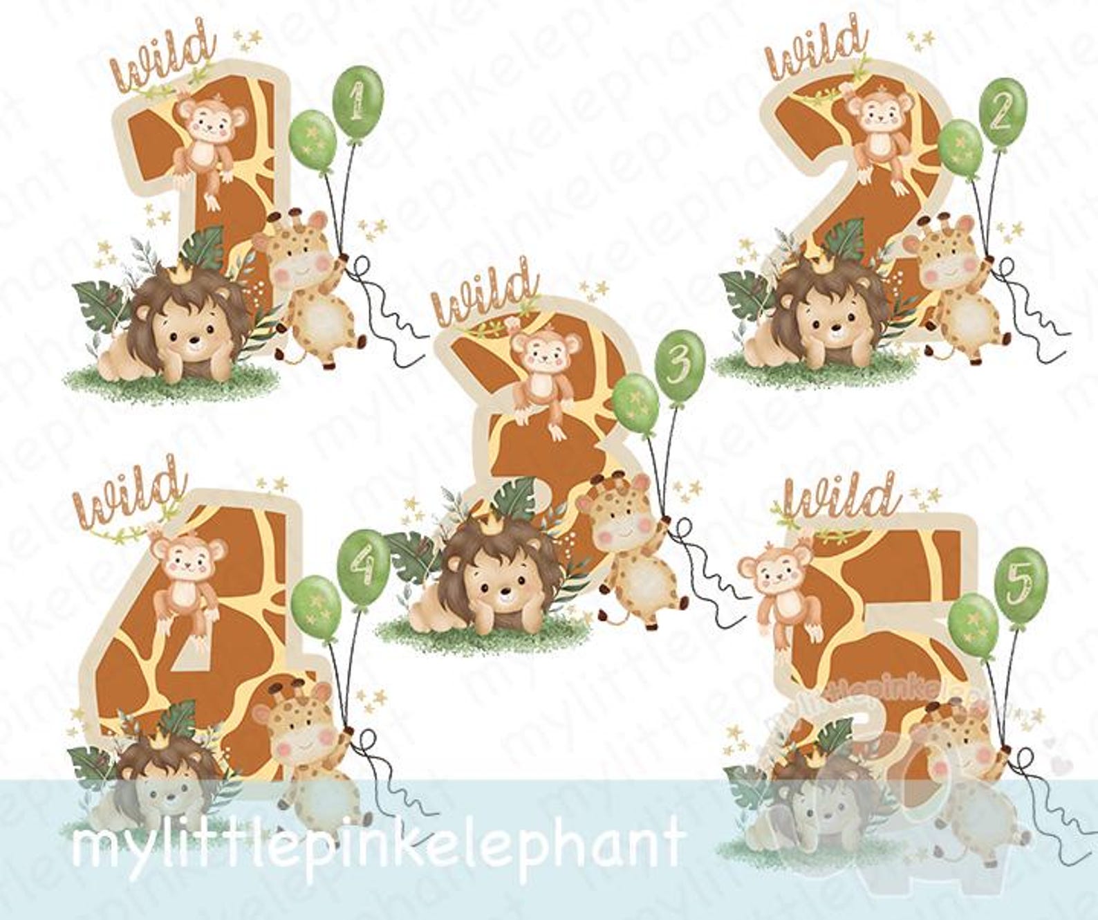 Wild Animals Birthday PNG, Birthday Wild PNG, Zoo Animal Safari ...