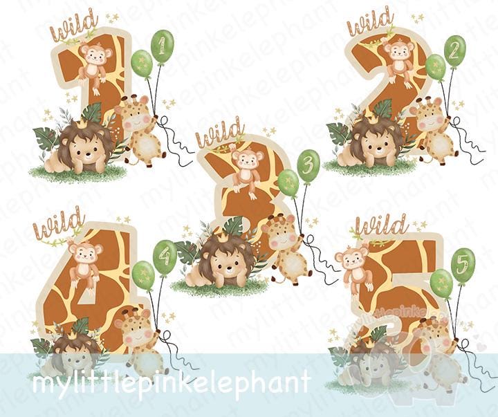 Wild Animals Birthday PNG, Birthday Wild PNG, Zoo Animal Safari ...