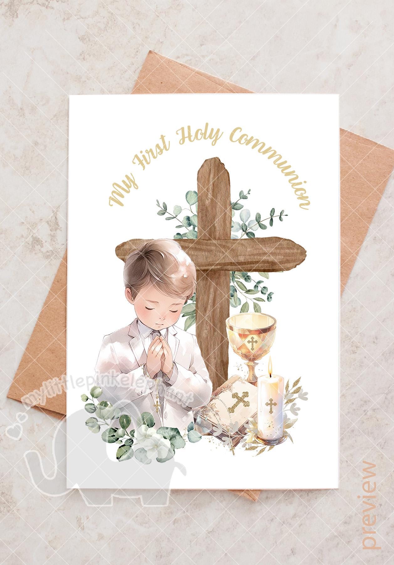 First Holy Communion Cross Chalice PNG, Boy 1st Communion Sublimation ...