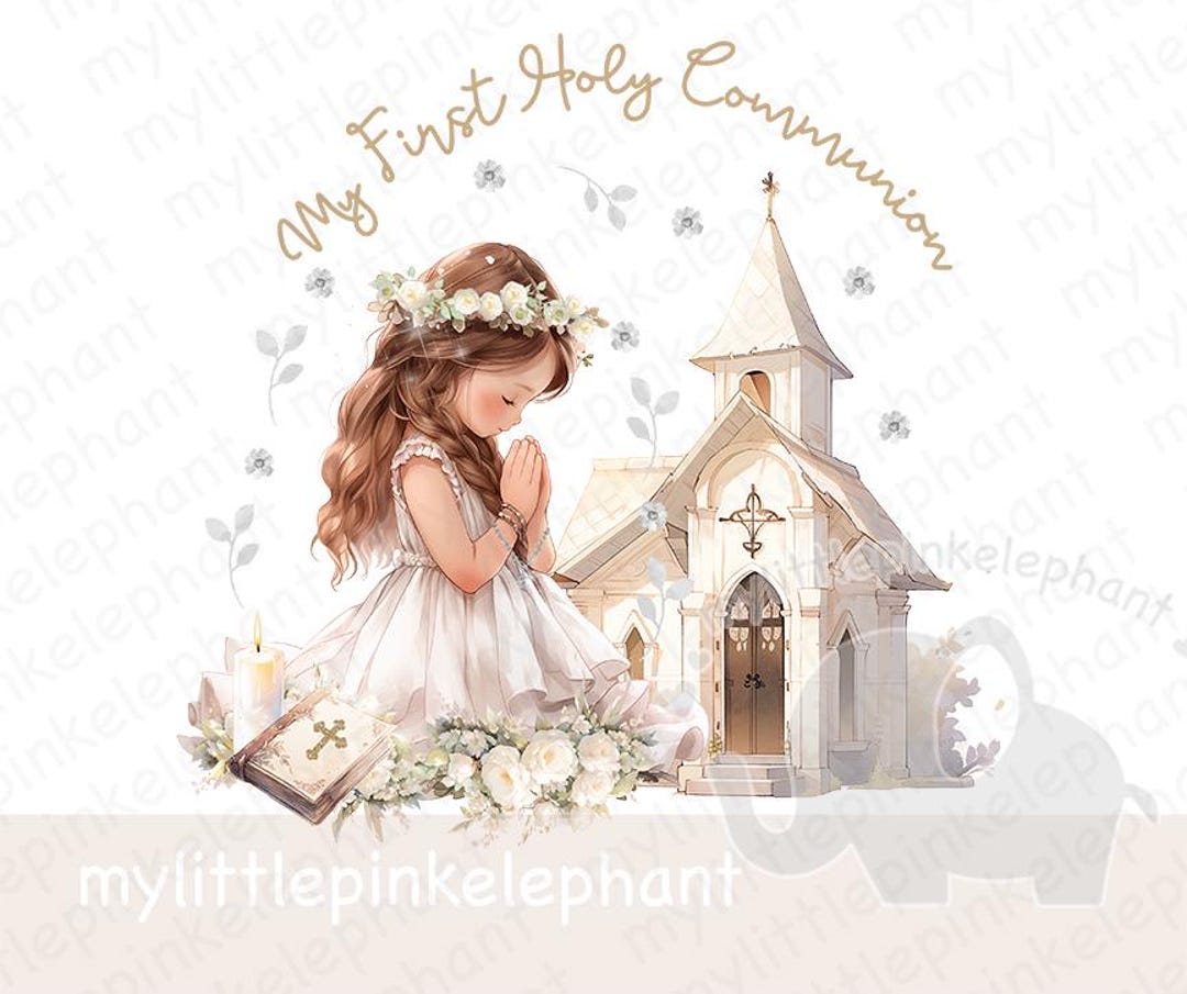 My First Holy Communion PNG, Praying Girl First Communion Clipart, Holy ...