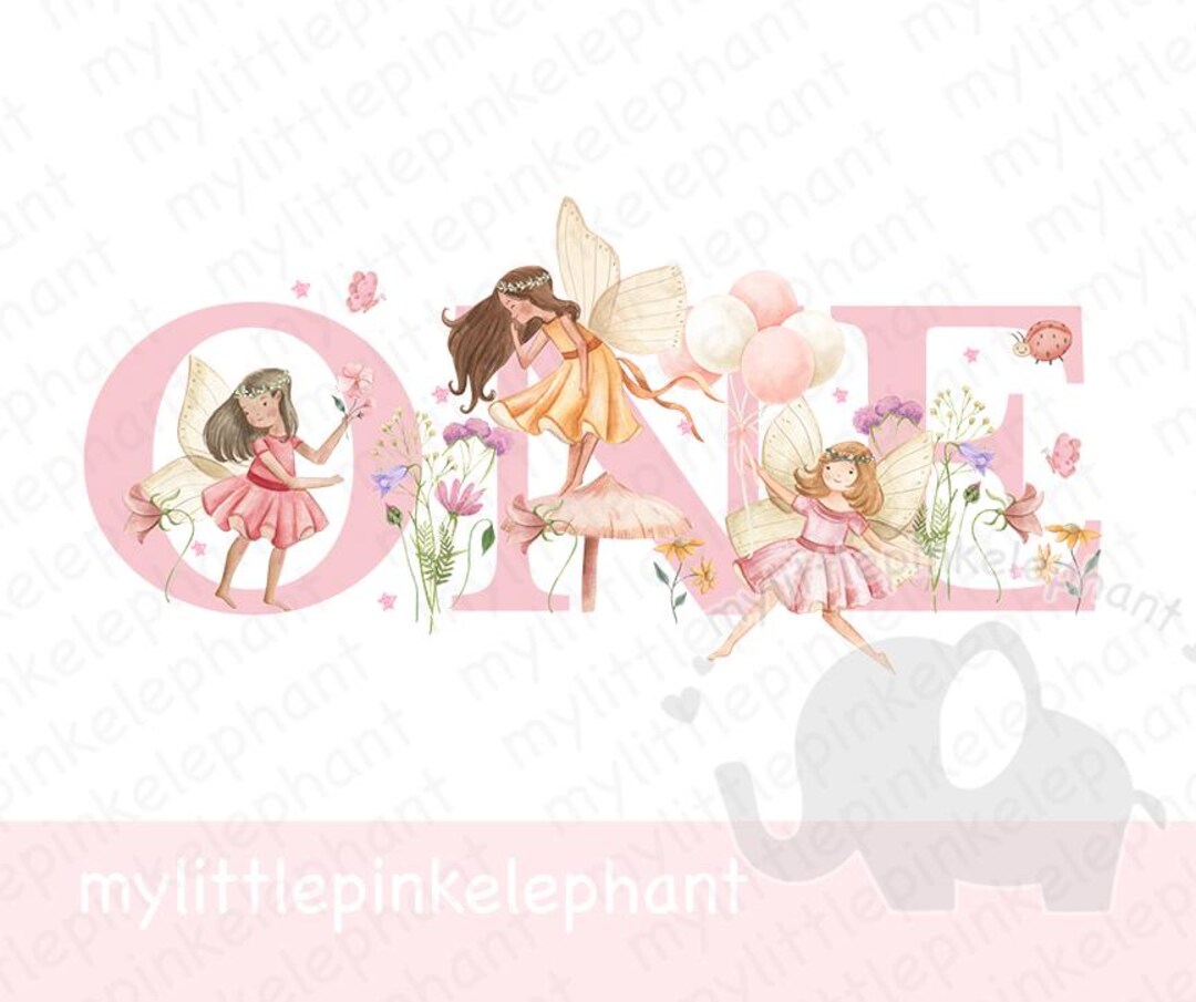 One Birthday Girl Fairy Clipart, Pink Number One, Digital Download ...