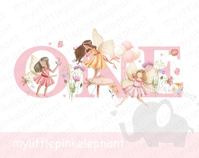 Feen Clipart, Mädchen Geburtstag, Nummer eins, digitaler Download ...