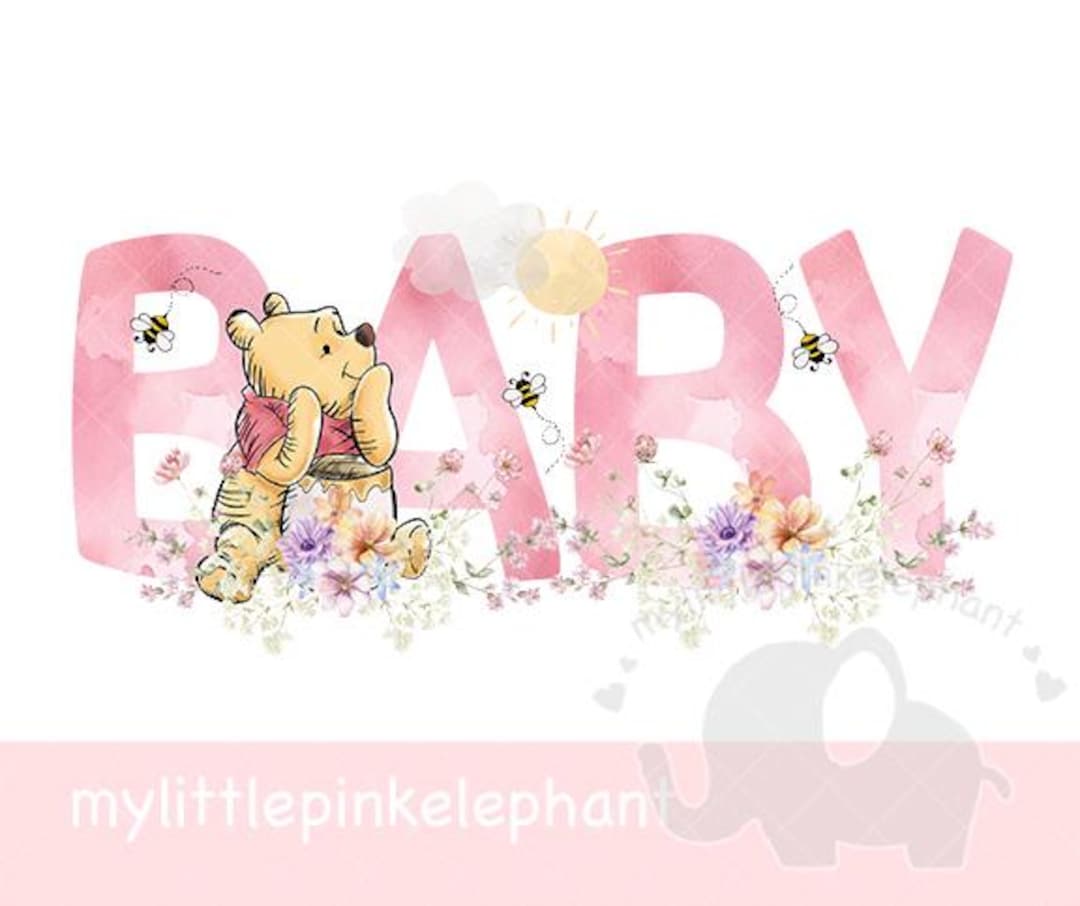Baby Winnie the Pooh PNG, Winnie the Pooh Sublimation Design, Pink ...