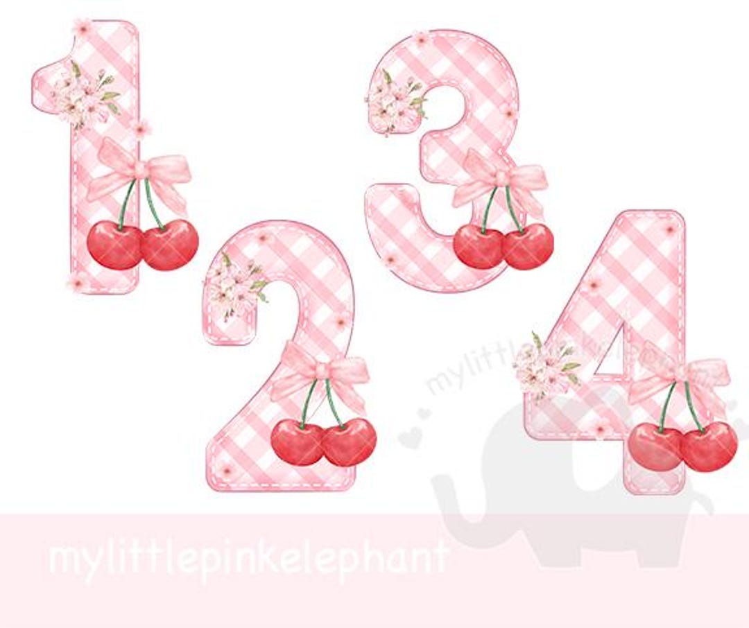 Cherry Birthday Clipart PNG Berry Cute 1-0 Full Number Set Image Iron ...
