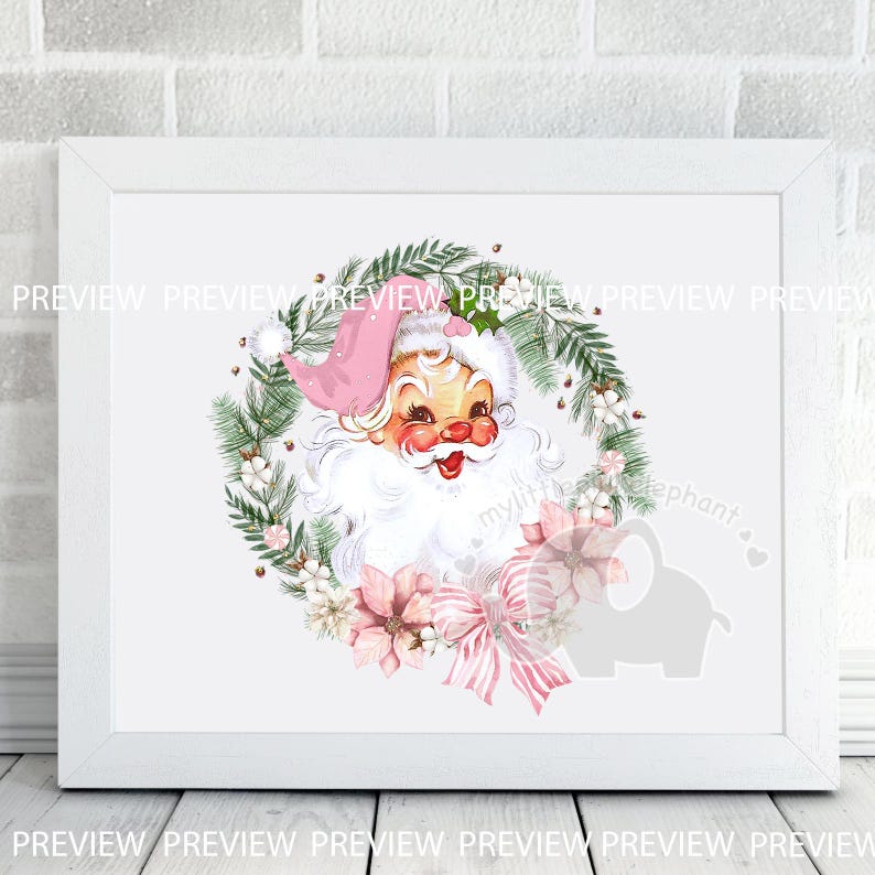 Pink Santa Christmas PNG, Christmas Clip Art, Vintage Santa Design ...