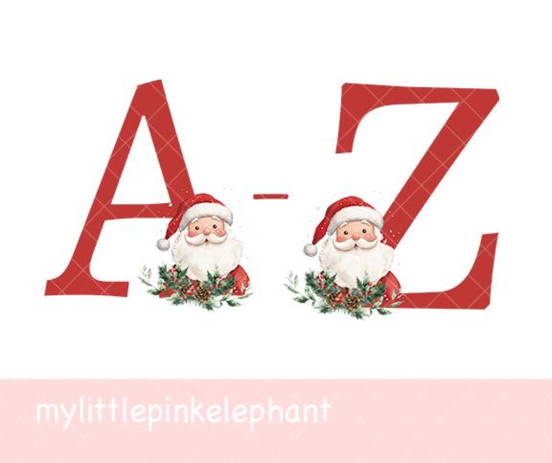 Vintage Santa Red Christmas Alphabet PNG, 26 Individual Letters, Red ...