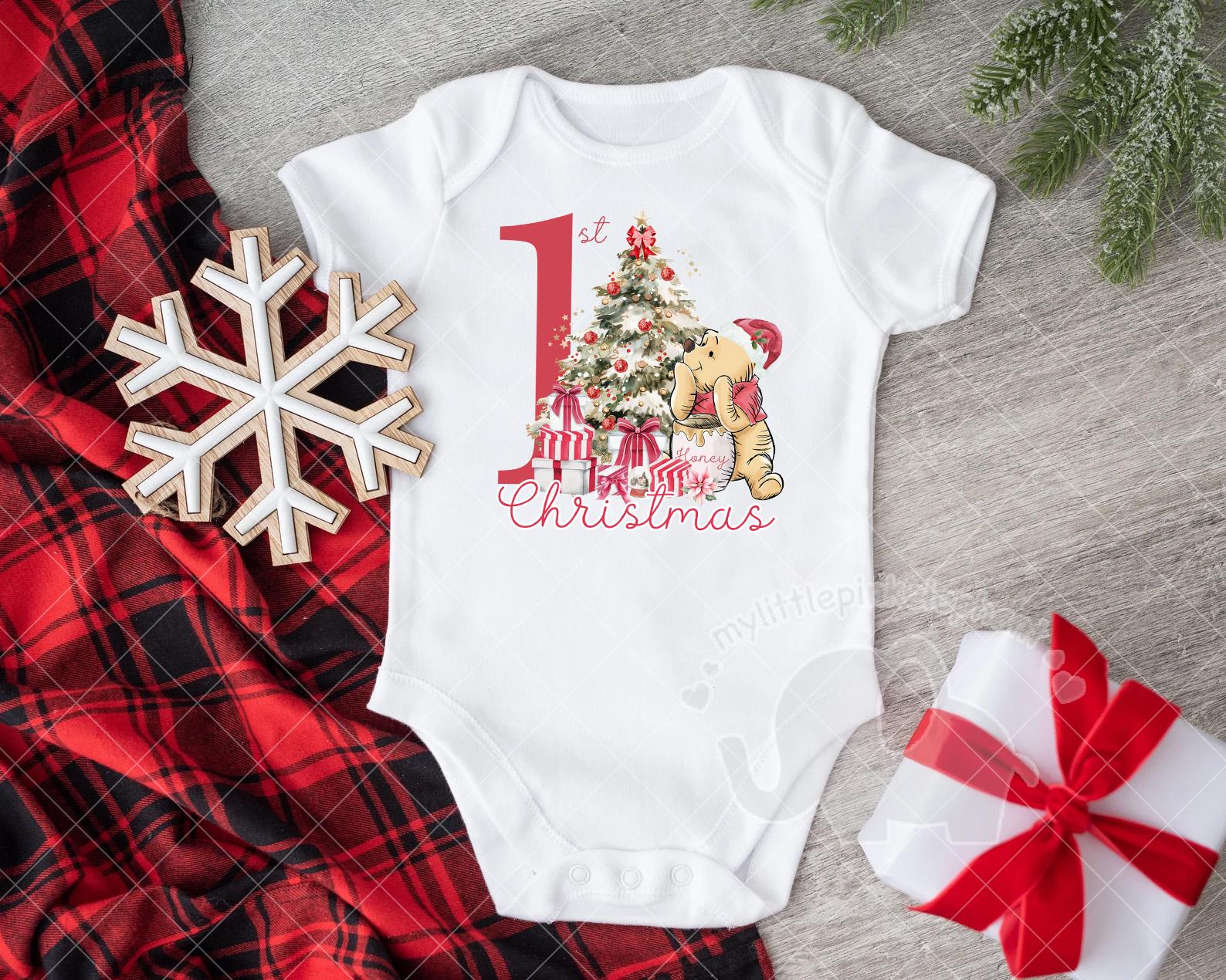 Classic Winnie the Pooh 1st Christmas PNG, Baby's 1st Christmas T Shirt ...