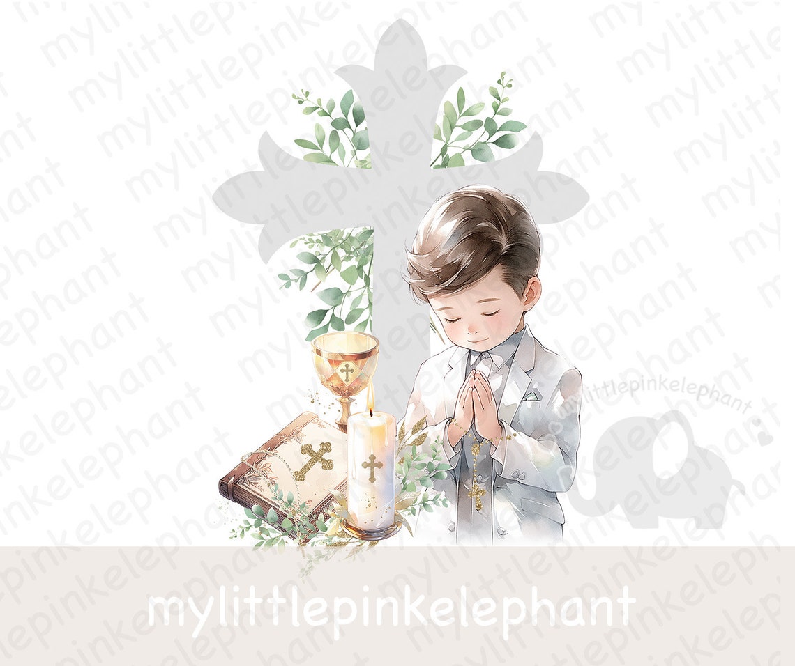 First Holy Communion Cross Chalice PNG, Boy 1st Communion Sublimation ...